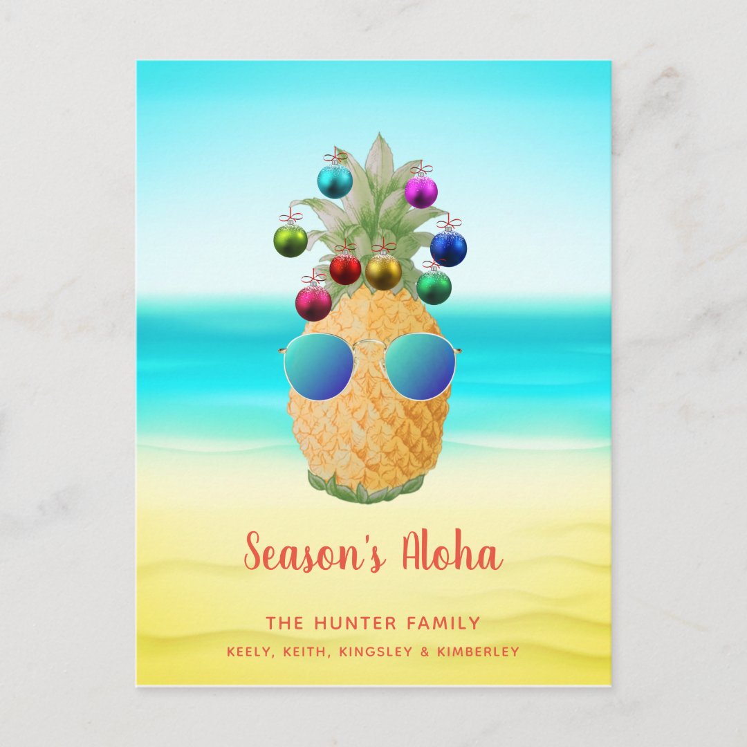 Season's Aloha Christmas Pineapple | Postcard | Zazzle