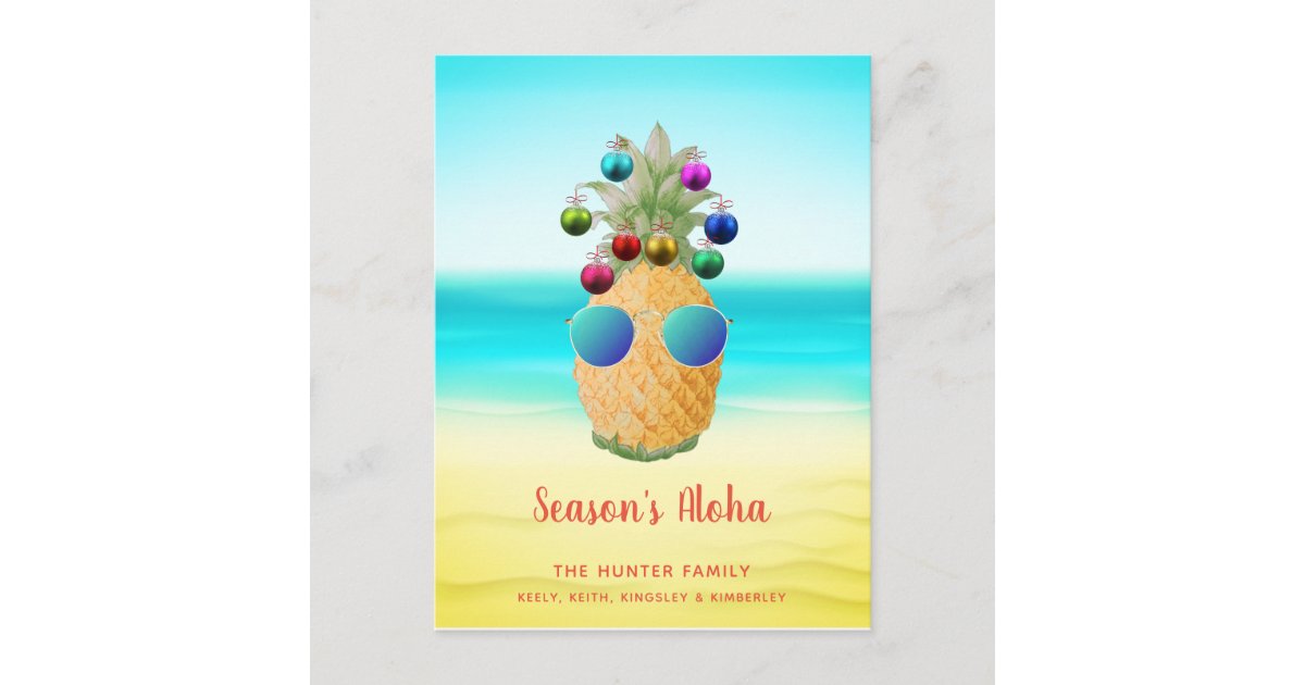 Season's Aloha Christmas Pineapple | Postcard | Zazzle