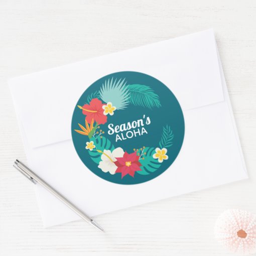 Season's Aloha Hawaiian Classic Round Sticker | Zazzle