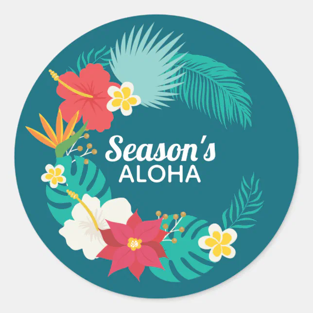 Season's Aloha Hawaiian Classic Round Sticker | Zazzle
