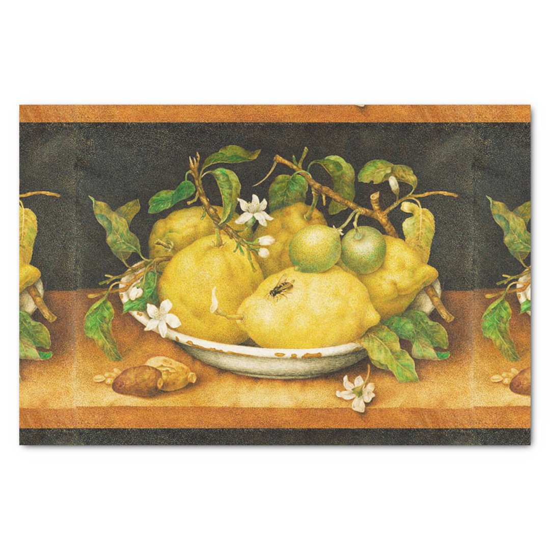 SEASON'S FRUITS LEMONS AND WHITE FLOWERS TISSUE PAPER | Zazzle