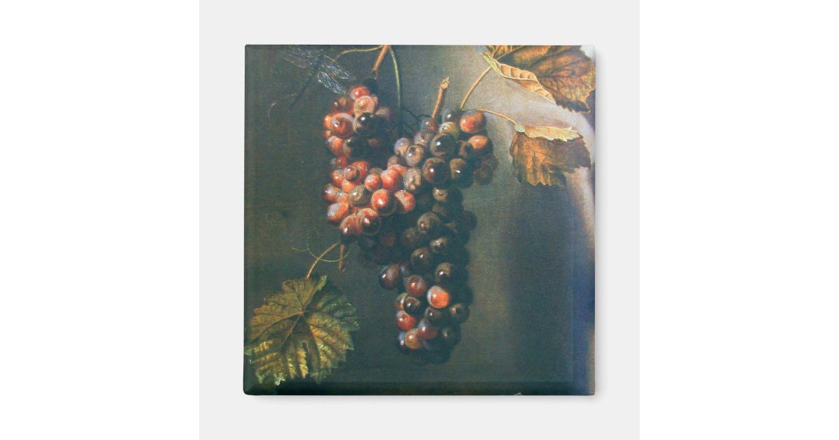 SEASON'S FRUITS -PROSPERITY HANGED GRAPES Rustic Magnet | Zazzle