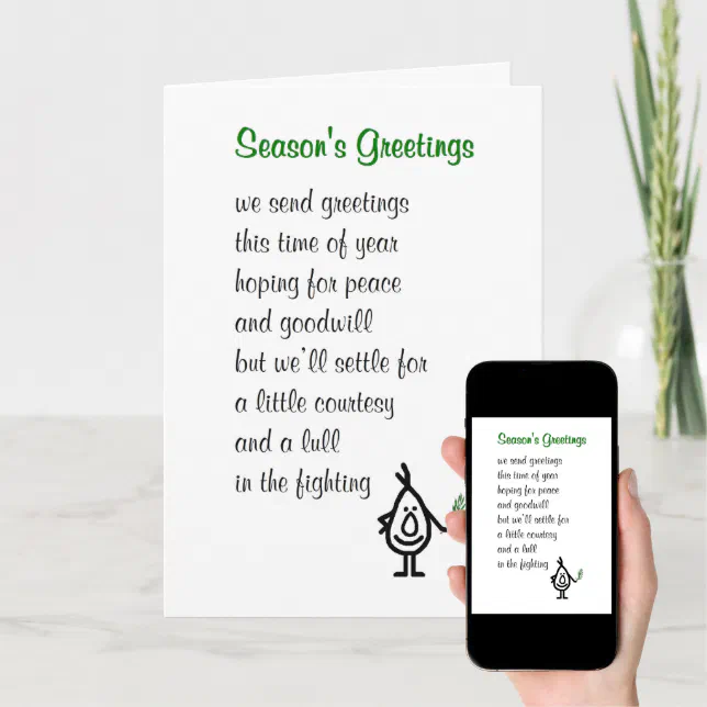 Season's Greetings - a funny Christmas poem Holiday Card | Zazzle