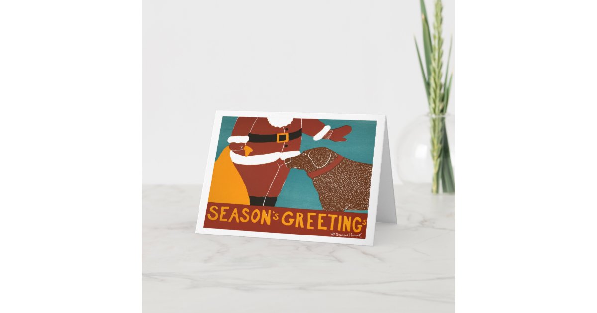 Seasons Greetings-Chocolate Lab-Stephen Huneck Holiday Card | Zazzle