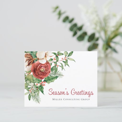 Season's Greetings Corporate Holiday Postcard | Zazzle