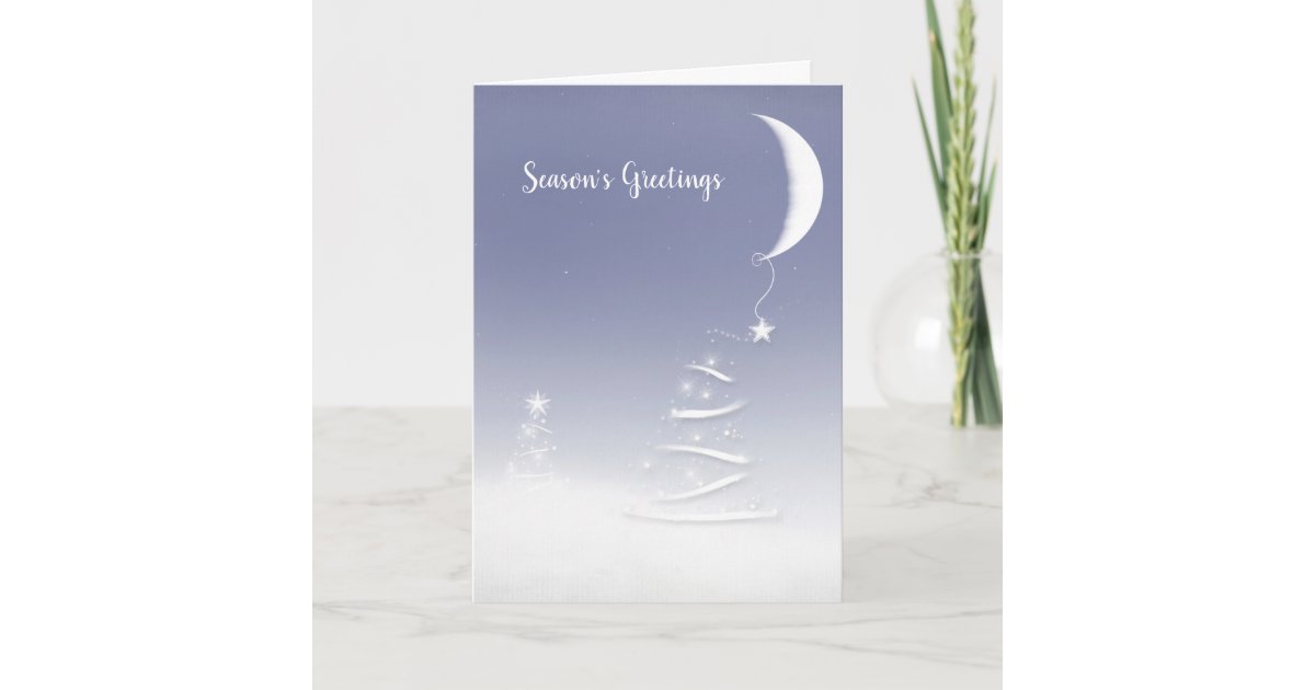 Season's Greetings Crescent Moon Holiday Card | Zazzle