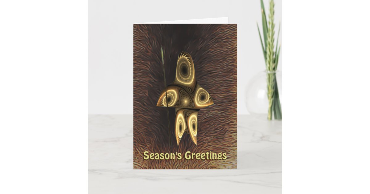 Season's Greetings - Fractal Inuit Hunter Holiday Card | Zazzle