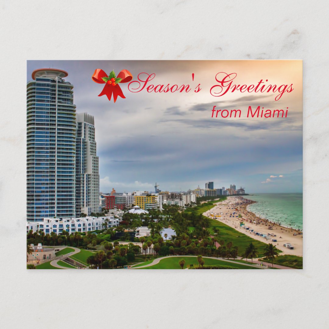 Season's Greetings from Miami Holiday Postcard | Zazzle