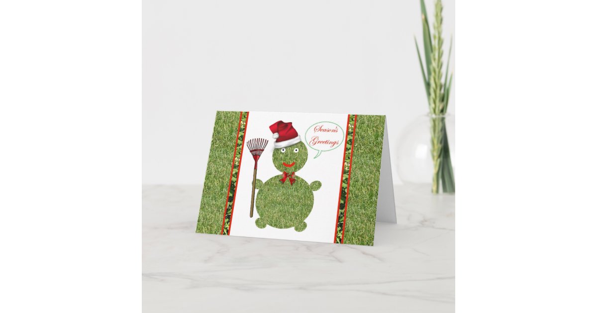 Season's Greetings gardener lawn care landscape Holiday Card | Zazzle