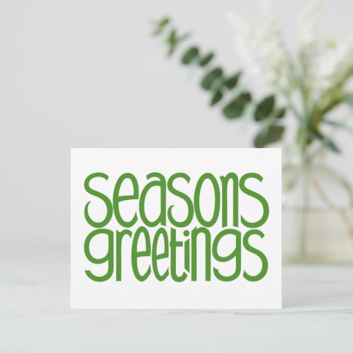 Seasons Greetings Green Postcard | Zazzle