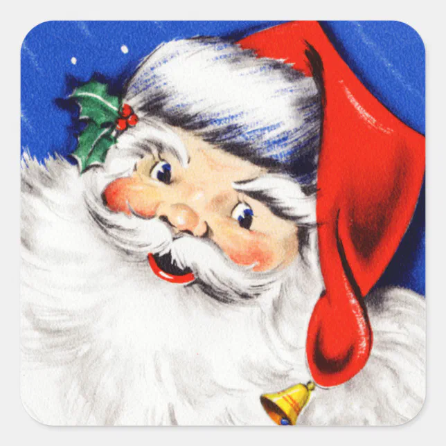 Seasons Greetings Santa Square Sticker | Zazzle