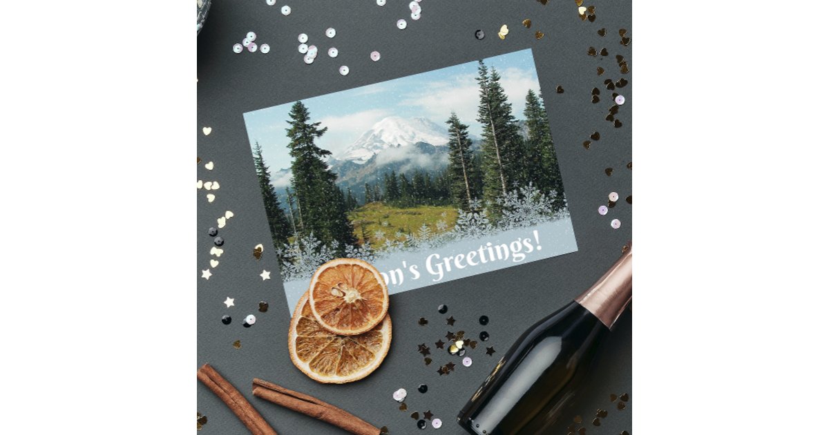 Season's Greetings Scenic Mountain Landscape Holiday Card | Zazzle