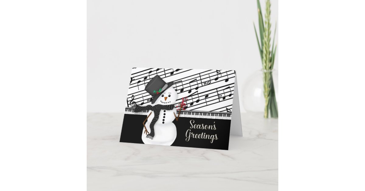 Season's Greetings, Snowman, Musical, Sheet Music, Card | Zazzle