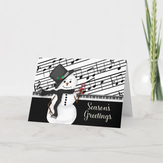 Season's Greetings, Snowman, Musical, Sheet Music, Card | Zazzle