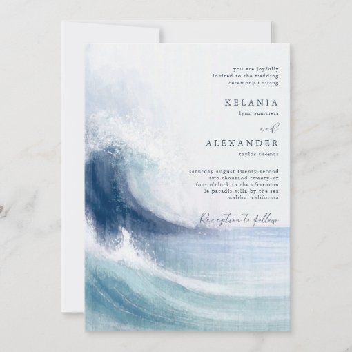 SEATERNAL Ocean Waves & Nautical Monogram Wedding Invitation | Zazzle