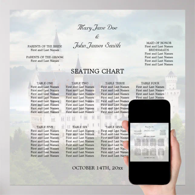 Seating Chart, Castle Themed Wedding Poster | Zazzle