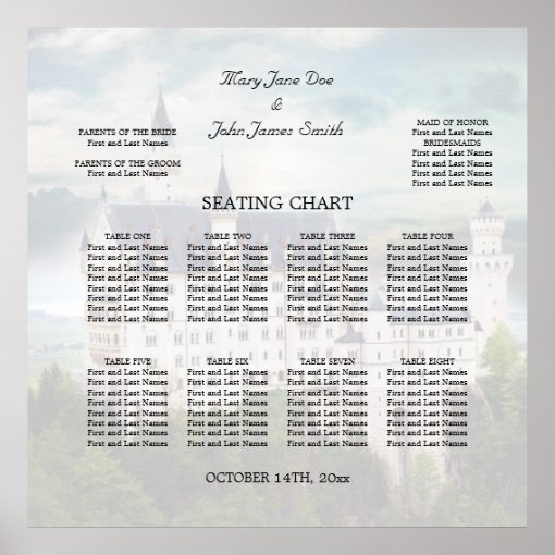 Seating Chart, Castle Themed Wedding Poster | Zazzle
