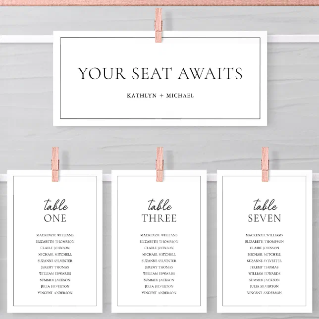 Seating Chart Header Modern Black Border Card | Zazzle