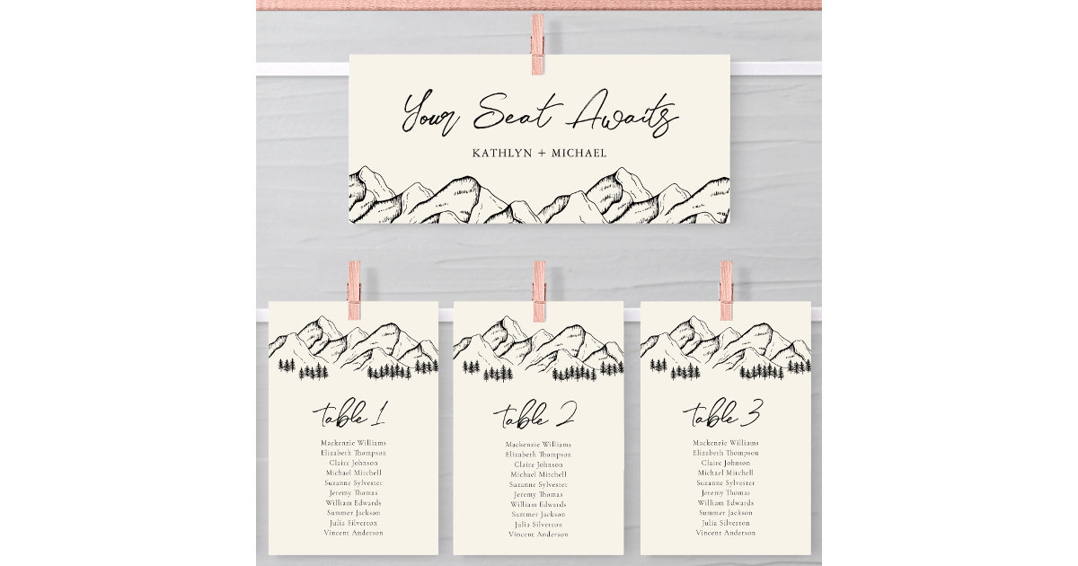 Seating Chart Header Modern Mountain Outdoor Card | Zazzle