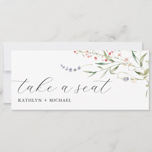 Seating Chart Header Wildflower Modern Floral Card | Zazzle
