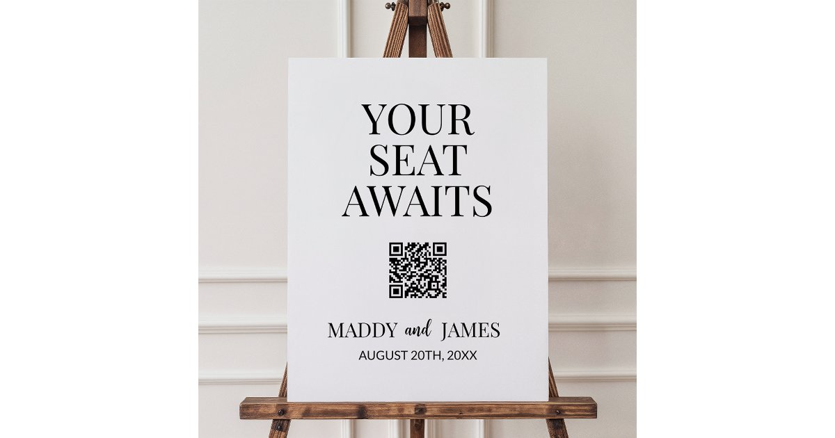 Seating chart sign with QR code | Zazzle