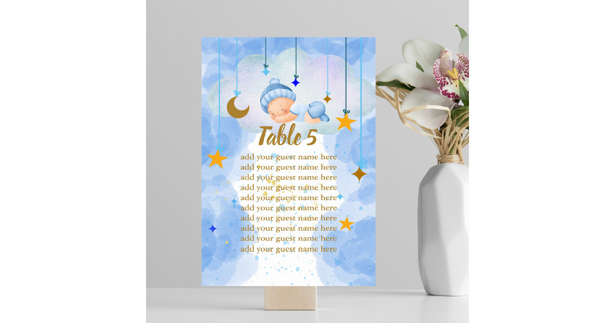 Seating Chart Twinkle Twinkle Little Star Oh Boy Table Number | Zazzle