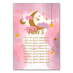 Seating Chart Twinkle Twinkle Little Star Pink Table Number | Zazzle