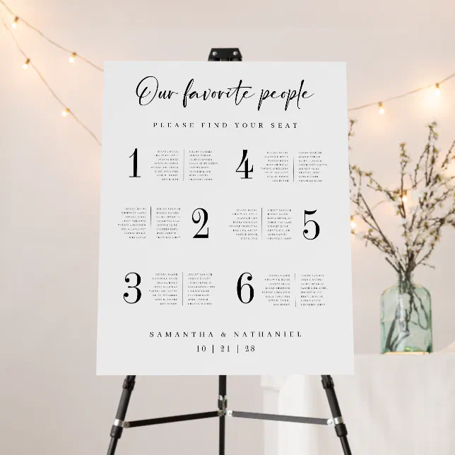 Seating Chart Wedding Table Numbers Reception Sign | Zazzle