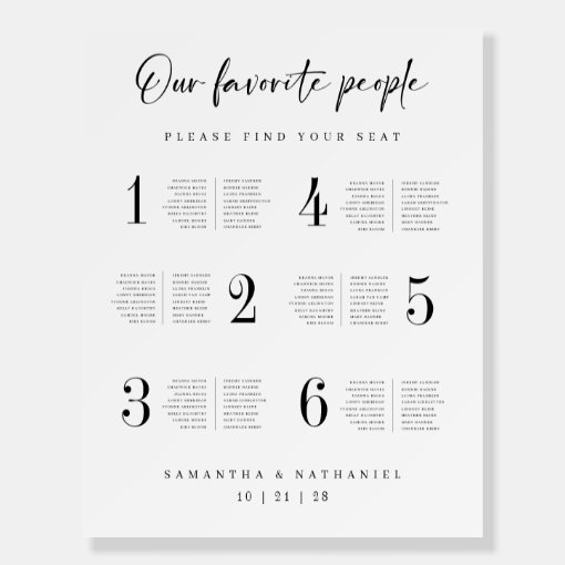 Seating Chart Wedding Table Numbers Reception Sign | Zazzle