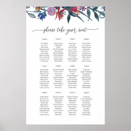 Seating Plan chart template | Zazzle.com