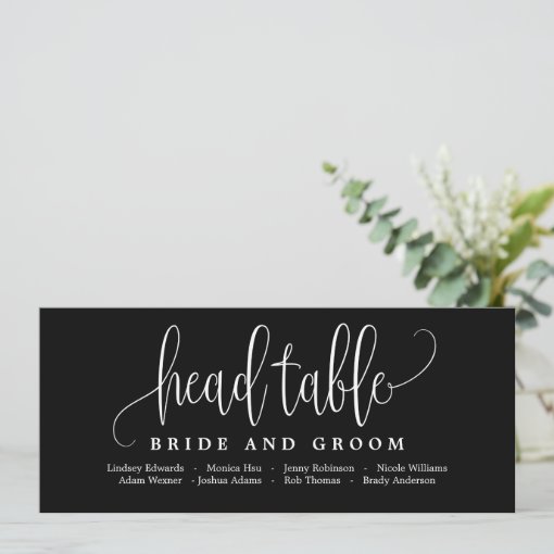 Seating Plan Head Table Card - Lovely Calligraphy | Zazzle