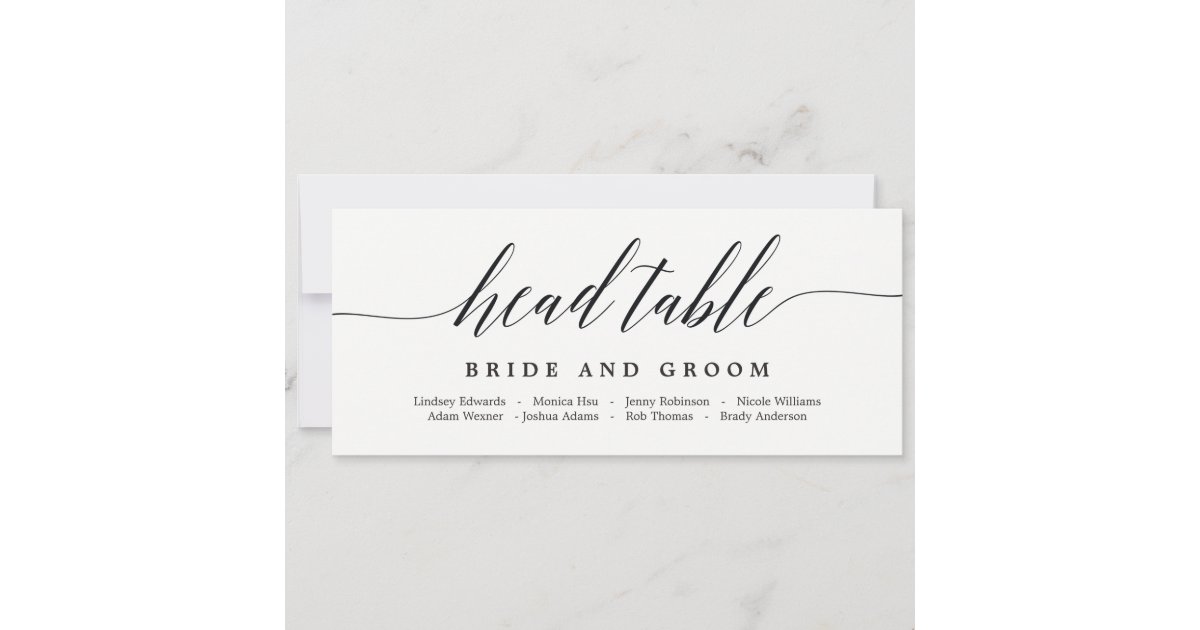 Seating Plan Head Table Card - Modern Script | Zazzle