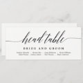 Seating Plan Head Table Card - Modern Script | Zazzle