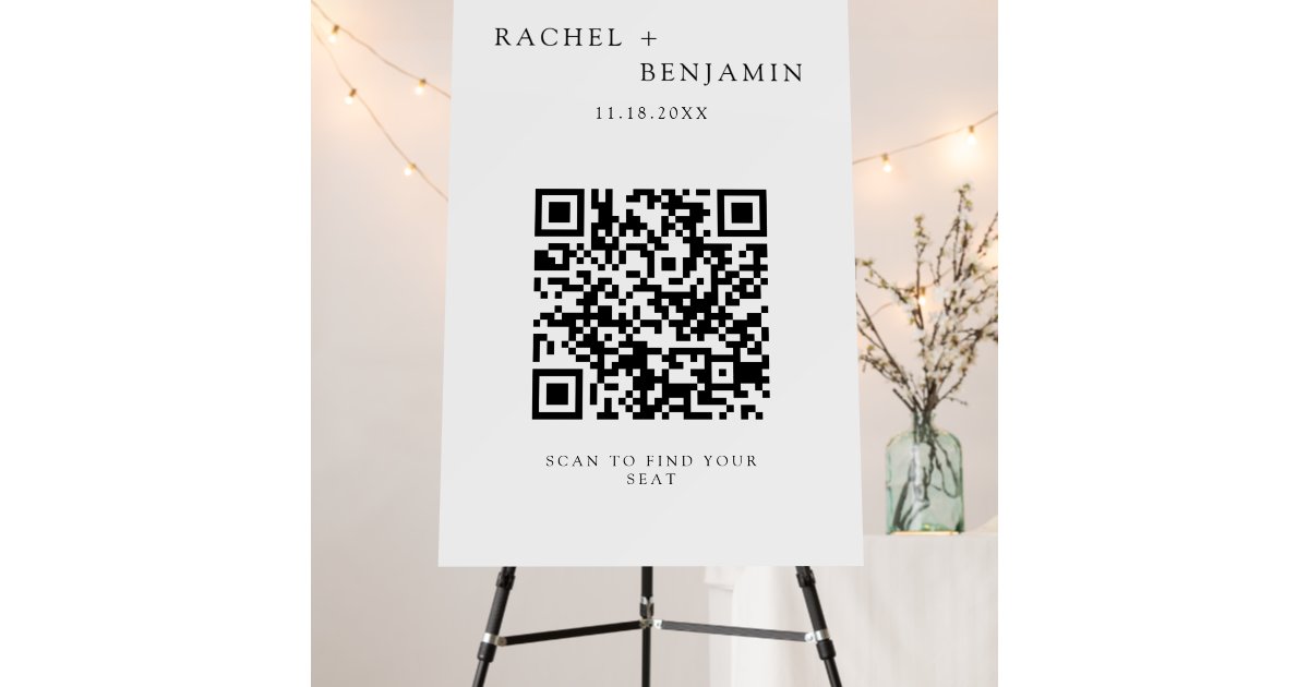 Seating Plan Qr Codemodern Minimal Wedding Foam Board Zazzle
