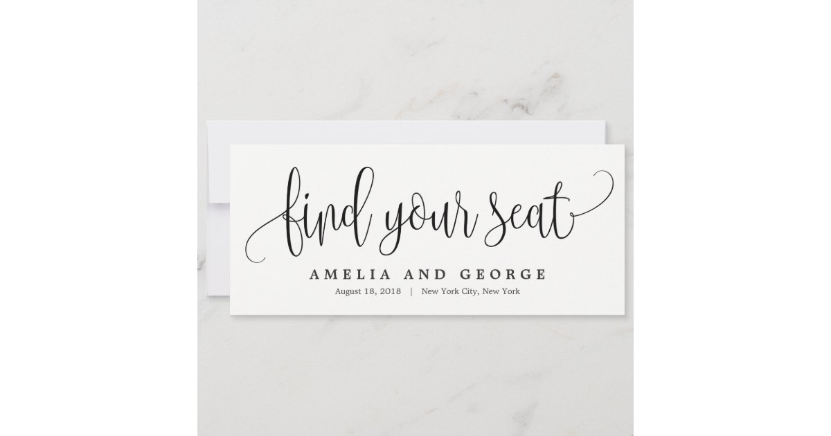 Seating Plan Title Card - Lovely Calligraphy | Zazzle