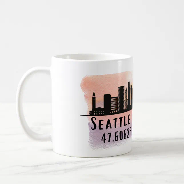Seattle City Skyline Latitude and Longitude Coffee Mug | Zazzle