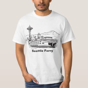 Seattle Ferry Washington State Line Art T-shirt | Zazzle