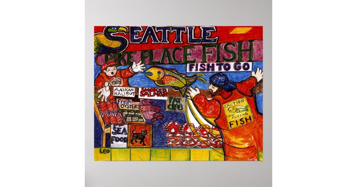 Seattle Fish Market Poster | Zazzle