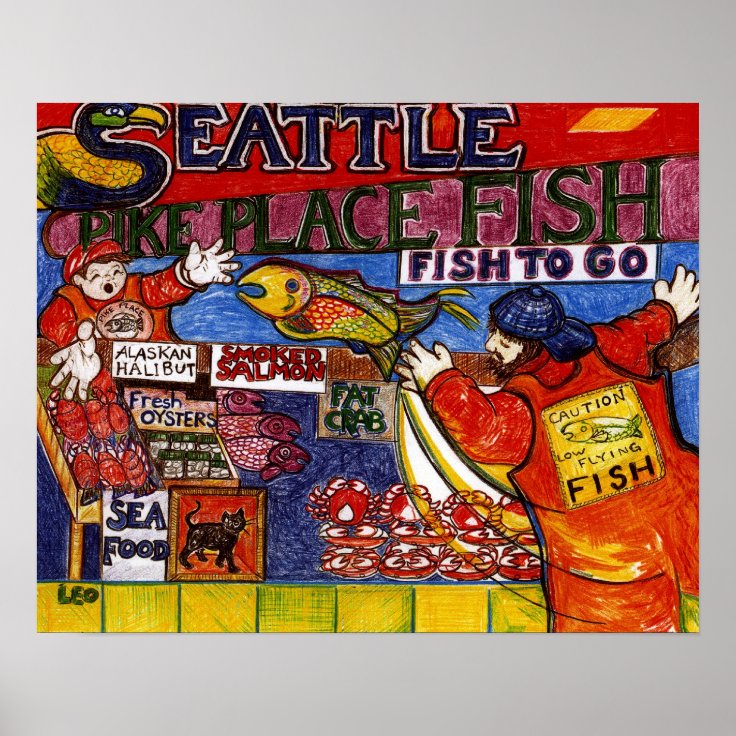 Seattle Fish Market Poster | Zazzle
