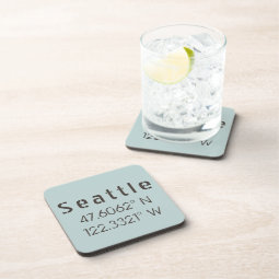 Seattle Latitude and Longitude Beverage Coaster | Zazzle