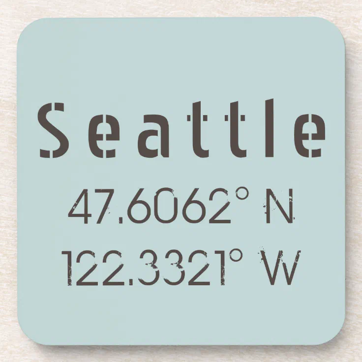 Seattle Latitude and Longitude Beverage Coaster | Zazzle