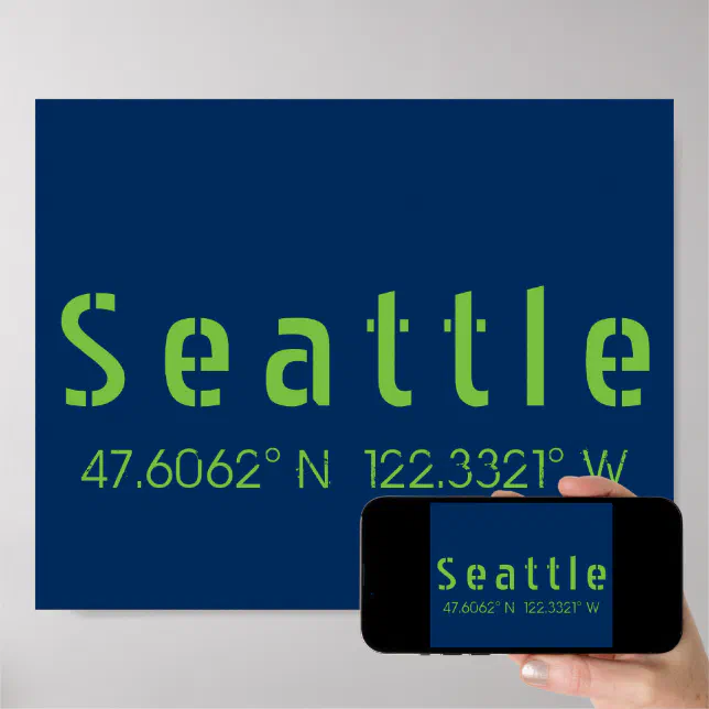 Seattle Longitude Latitude Team Colors Poster | Zazzle