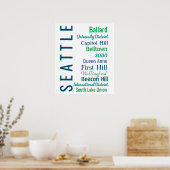 Seattle Neighborhoods Typography Poster | Zazzle
