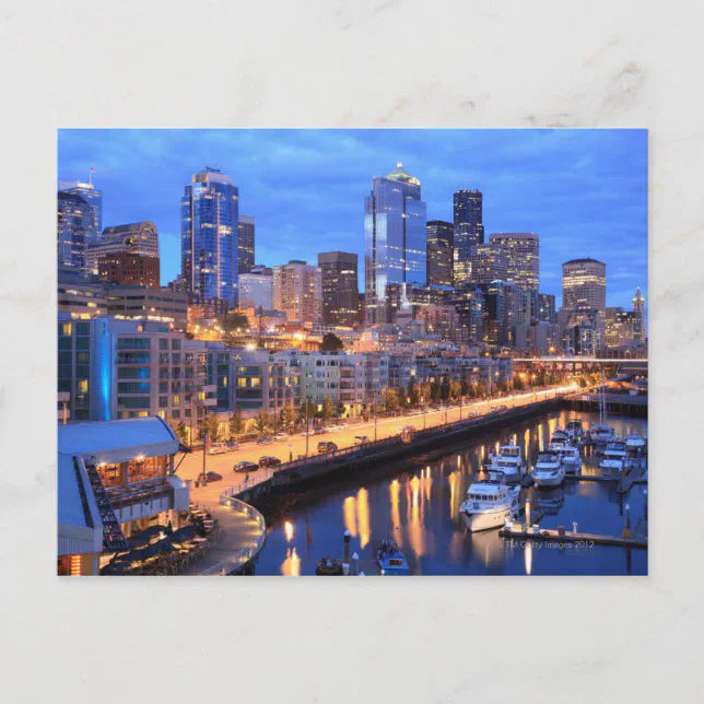 Seattle skyline and harbor, Washington State Postcard | Zazzle
