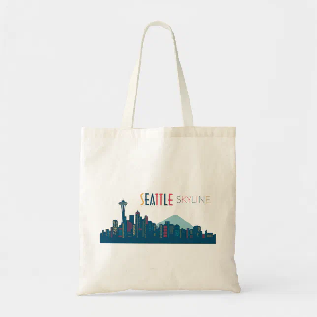 Seattle Skyline Blue Tote Bag | Zazzle