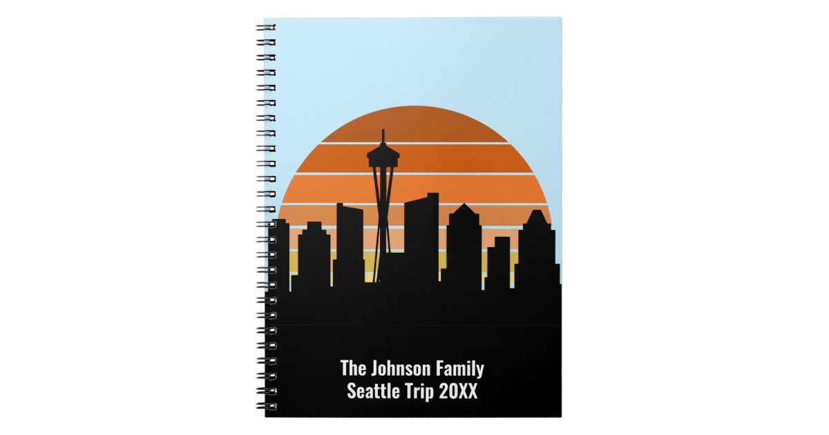Seattle Skyline Sunset Custom Family Trip Notebook | Zazzle
