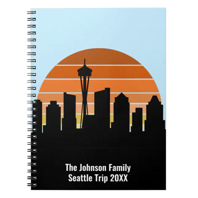 Seattle Skyline Sunset Custom Family Trip Notebook | Zazzle