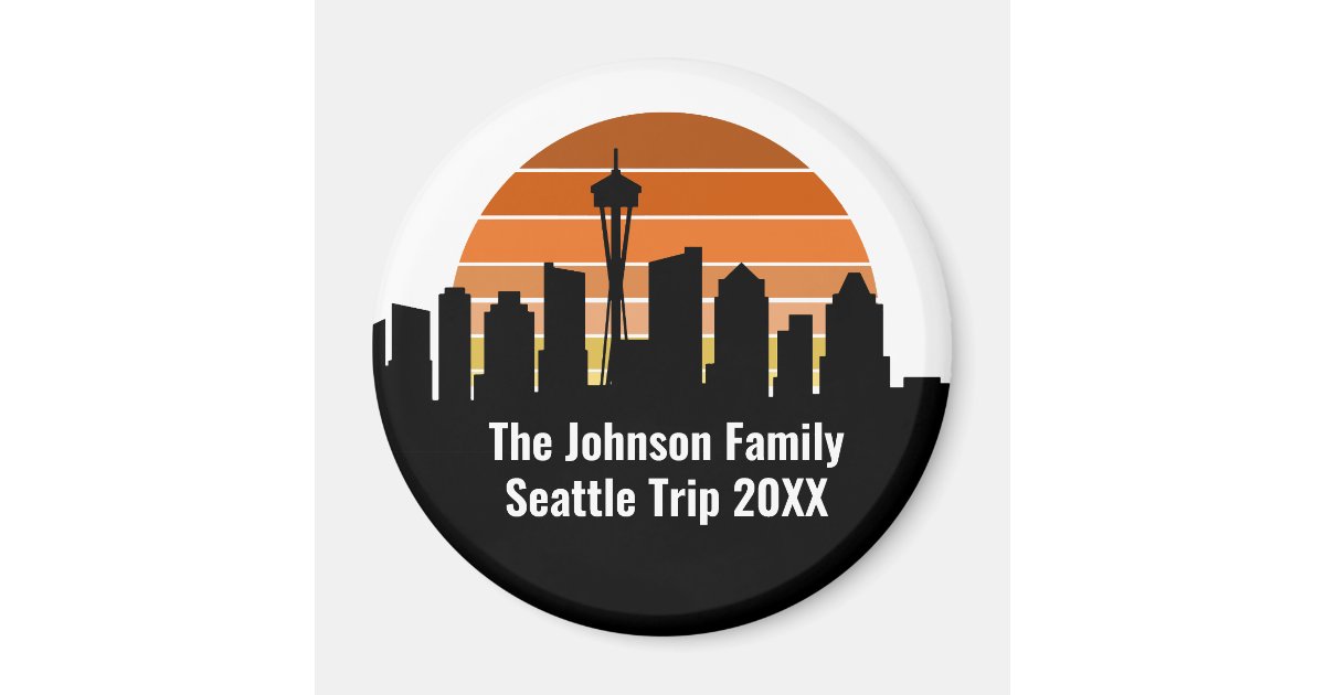 Seattle Skyline Sunset Trip Keepsake Personalized Magnet | Zazzle