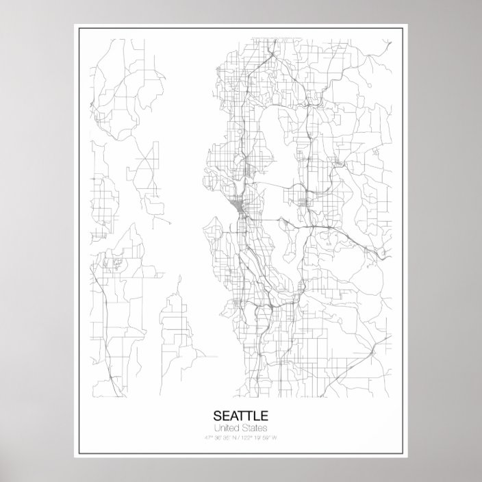 Seattle, United States Minimalist Map Poster | Zazzle.com