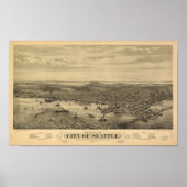 Seattle Washington 1878 Antique Panoramic Map Poster | Zazzle
